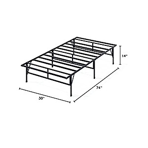 ZINUS SmartBase Compack Mattress Foundation / 14 Inch Metal Bed Frame / No Box Spring Needed / Sturdy Steel Slat Support, Narrow Twin, Black