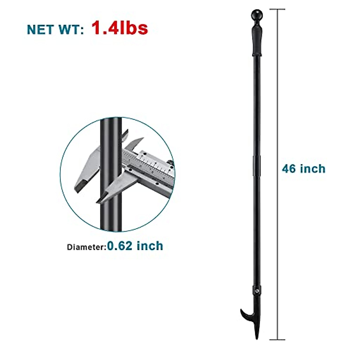 Outdoor Fire Poker for Fire Pit, 46 inch Camping Fire Poker for Fire Pit Outside, Heavy Duty Outdoor Indoor Fire Stoker, Firepit Tools Accessories for Party Campfire Black