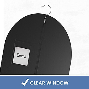 Black Garment Bag for Travel and Storage with Zipper for Suits Tuxedos Dresses and Coats 24 inch x 40 inch