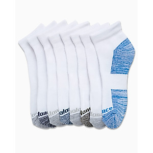 New Balance Boys' Quarter Socks - 8 Pack Performance Cushion Comfort Socks - Athletic Quarter Socks for Boys (4-12), Size Large, All White