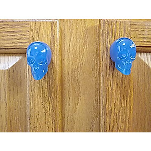 Blue Skull Cabinet Knobs/Drawer Knobs (Black Light Activated) (Set of 2)