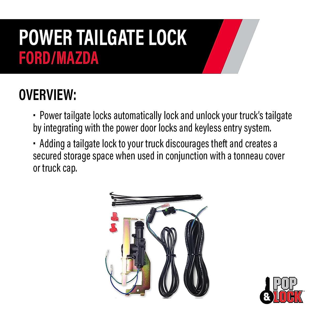 Pop & Lock - Power Tailgate Lock Fits Ford F150, Models 1997 to 2004 - for Tailgate Without OEM Manual Lock (PL8200)