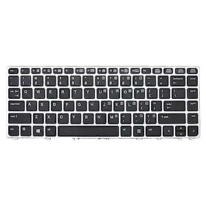 ADIUMA New Keyboard Compatible with EliteBook Folio 9470M 9470 9480 9480M Silver Frame Black Without Point Stick
