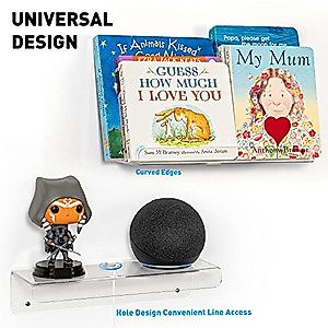 OAPRIRE Clear Acrylic Wall Shelf Set of 2, 10" Floating Book Shelves for Wall, Display Floating Wall Shelves for Bathroom, Bedroom, Kitchen