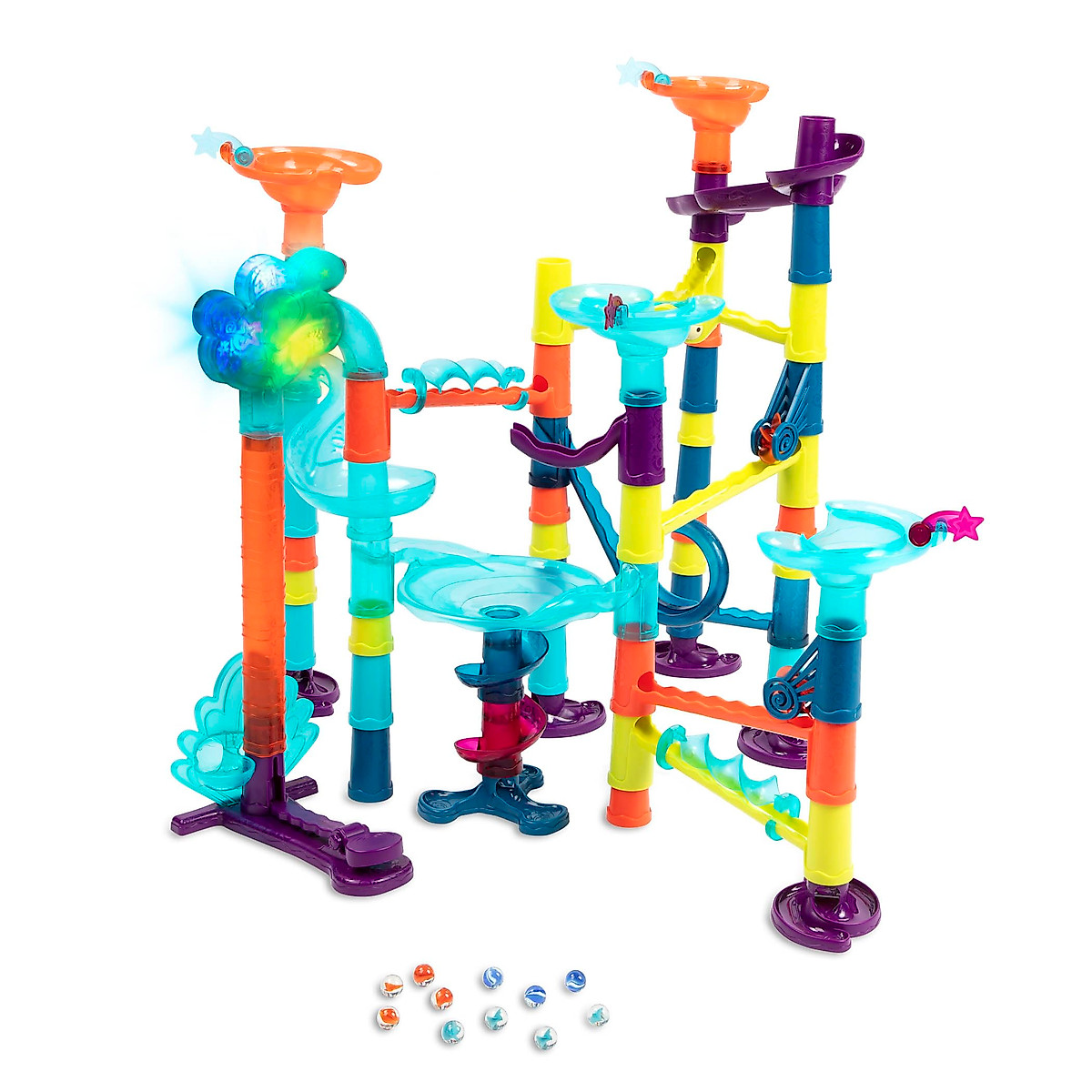 B. toys- Marble Run Toy Set- Developmetal STEM Toy- 62 Piece Educational Building Toy with Lights & Sound- 3 Years +