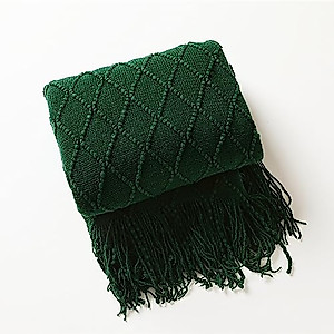 Textured Solid Soft Throw Blanket, Cozy Tassel Sofa Cove for Sofa Bed,Travel Blanket, Officeroom, Fluffy Lightweight Blankets for Women Men Kids,Blanket Gifts (Green, 50x70)
