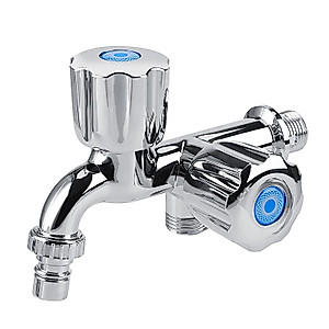 BORDSTRACT Water Tap, Double Cold Water Spouts ABS Plastic Water Tap Bathtub Kitchen Sink Faucet G1/2(Shutter Handle G 1/2)