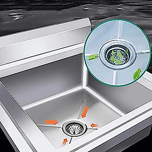 Stainless Steel Sink, Commercial Utility Kitchen Sink Multifunction Free Standing Movable Single?Bowl?Catering Sink Household Wash Vegetable Basin with Backsplash Faucet (60 * 60 * 80cm)