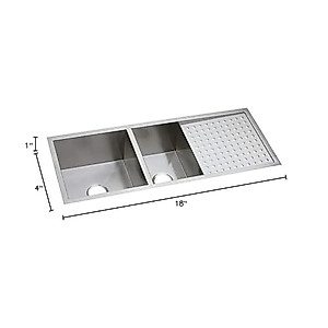 Elkay Crosstown EFU471810DBT 60/40 Double Bowl Undermount Stainless Steel Sink with Drainboard