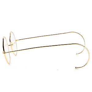 Agstum Retro Small Round Optical Rare Wire Rim Eyeglasses Frame (Gold, 43)
