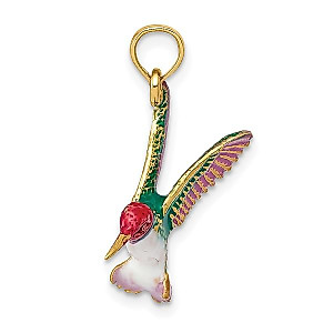 IceCarats 14K Yellow Gold Hummingbird Necklace Bird Pendant Charm Only