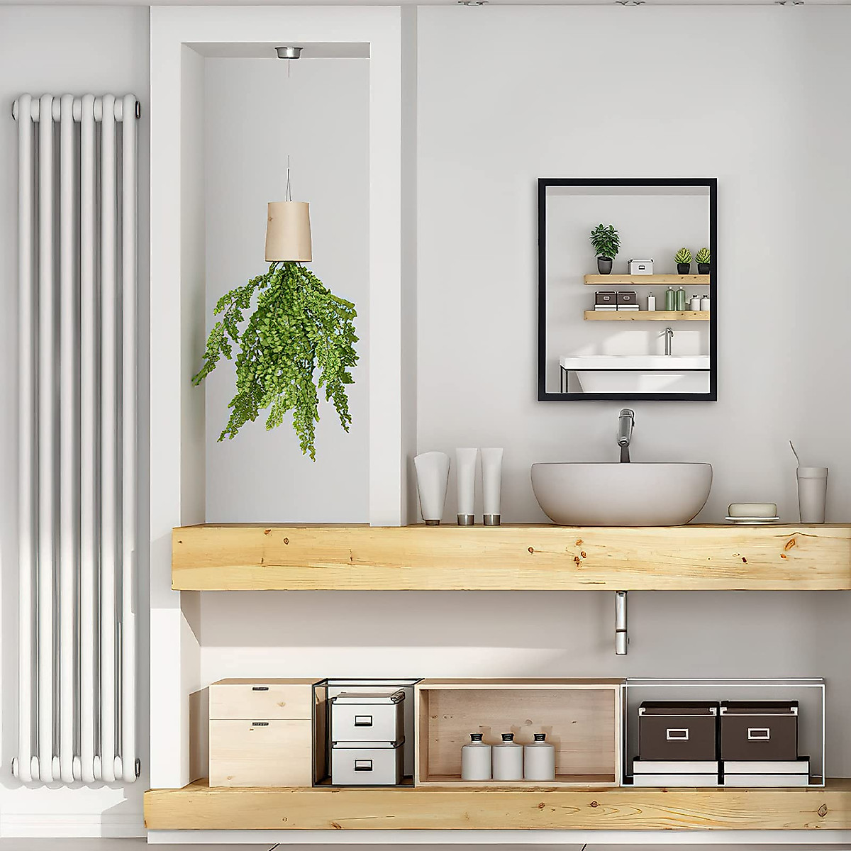 CRUGLA 2 Packs 16x20 Rectangle Wall Mirrors Black Hanging Mirror for Bathroom, Living Room, Bedroom