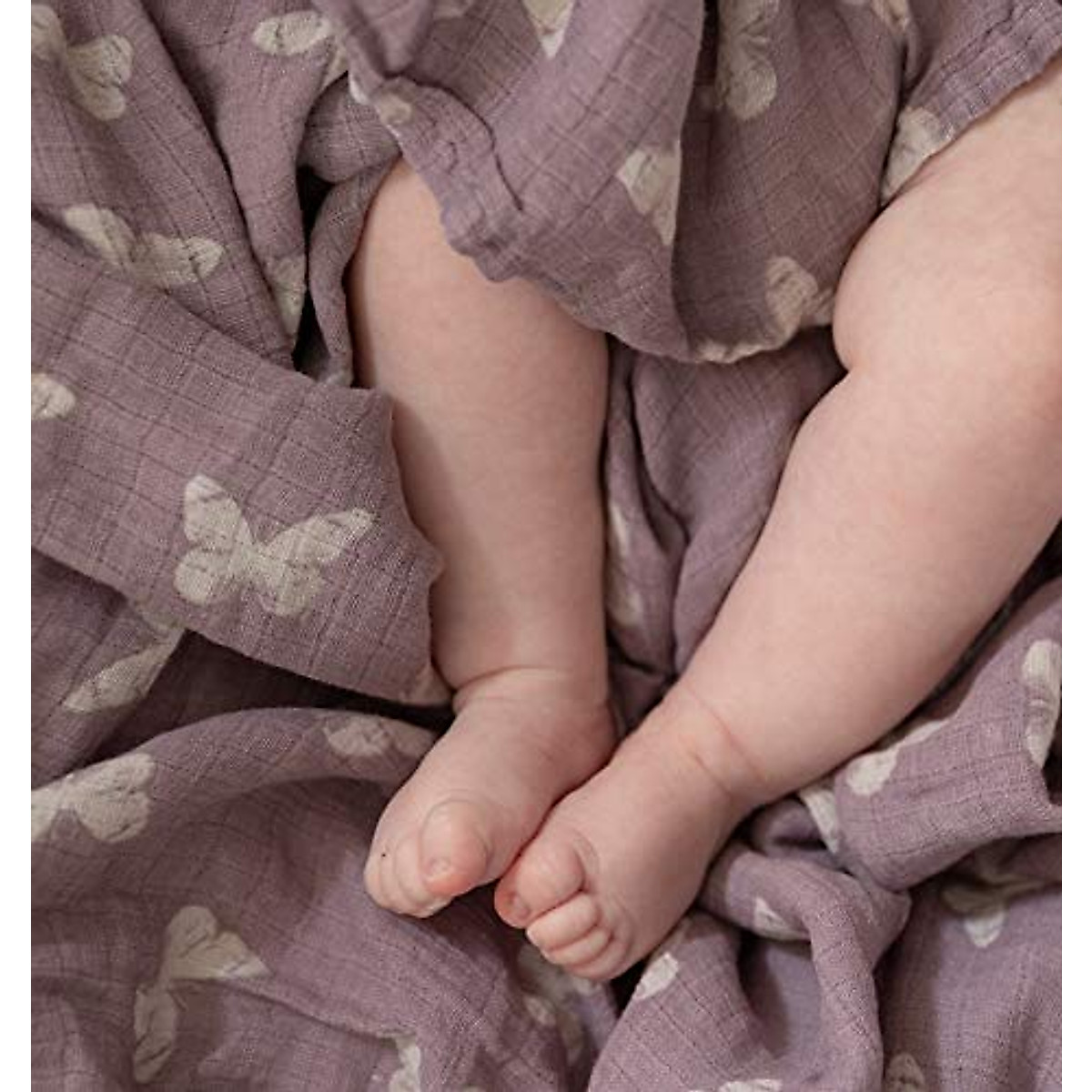 Ely's & Co. Muslin Swaddle Blanket 100% Soft Muslin Cotton 3 Pack 47"x 47" (Lavender Butterfly)