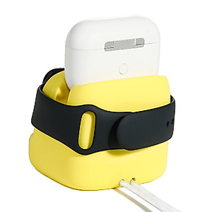 HECCEI iWatch Charging Dock, Charger Stand for Apple Watch Series Ultra/8/SE2/7/6/SE/5/4/3/2/1, for Airpods 3/2/Pro, iPhone 14/13/12/11/Pro/X/Max/XS/XR/8 Stand, Supports Nightstand Mode (Yellow)