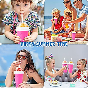 Slushy Cup Slushie Cup, Slushy Maker Cup, Quick Frozen Magic Squeeze Cup, Double Layer Slush Cup Squeeze, Homemade Summer DIY Milk Shake Ice Cream Maker, Cool Stuff Birthday Gifts for Kids (Pink)