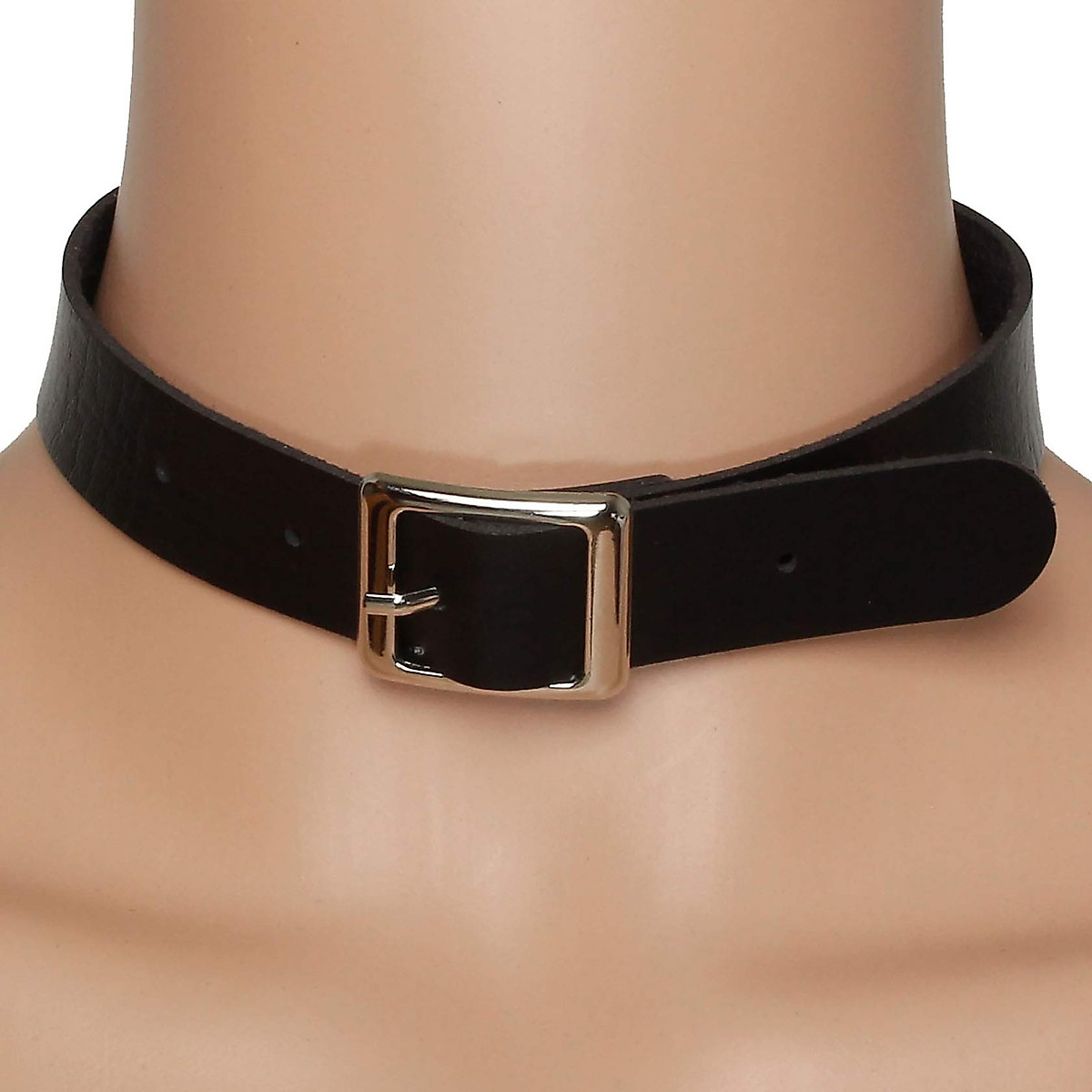 MILAKOO Womens Retro Punk Simple Style Adjustable Leather Buckle Necklace for Biker