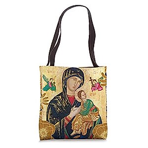 Our Lady of Perpetual Help Blessed Mother Mary Catholic Icon Tote Bag
