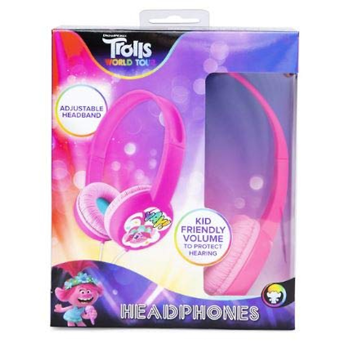 Trolls World Tour Kid Friendly Volume Limiting Headphones for Ages 6+