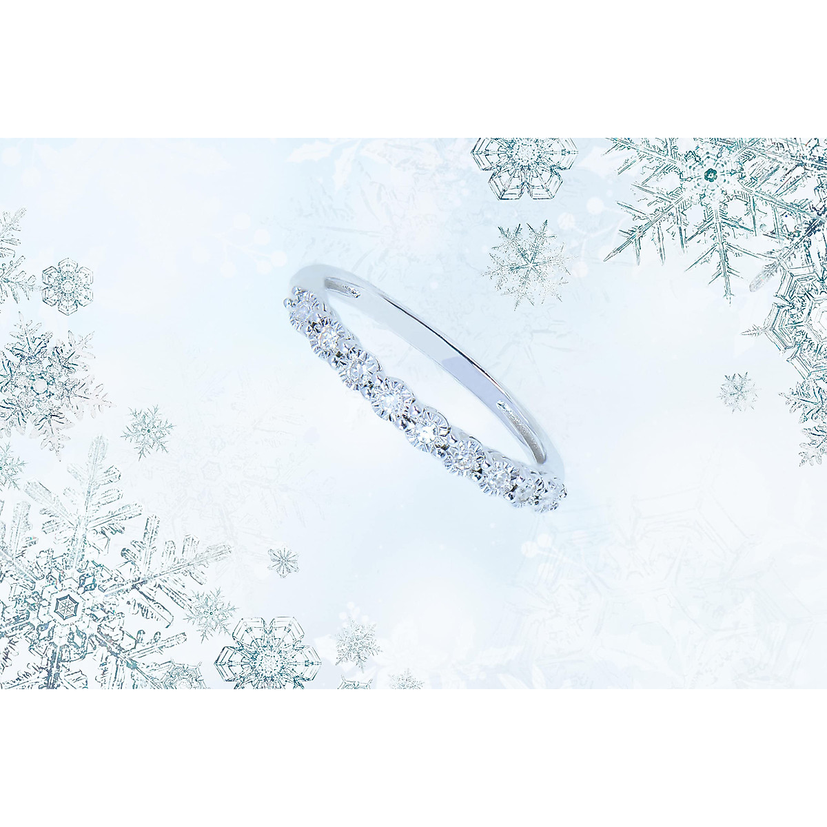 Tirafina Diamond Band Rings, 9 Natural Round Diamonds, Diamonds Set in a Miracle Plate Setting, 14K Rose Gold-plated Sterling Silver/14K Gold-plated Sterling Silver/Sterling Silver band (1/10 cttw)