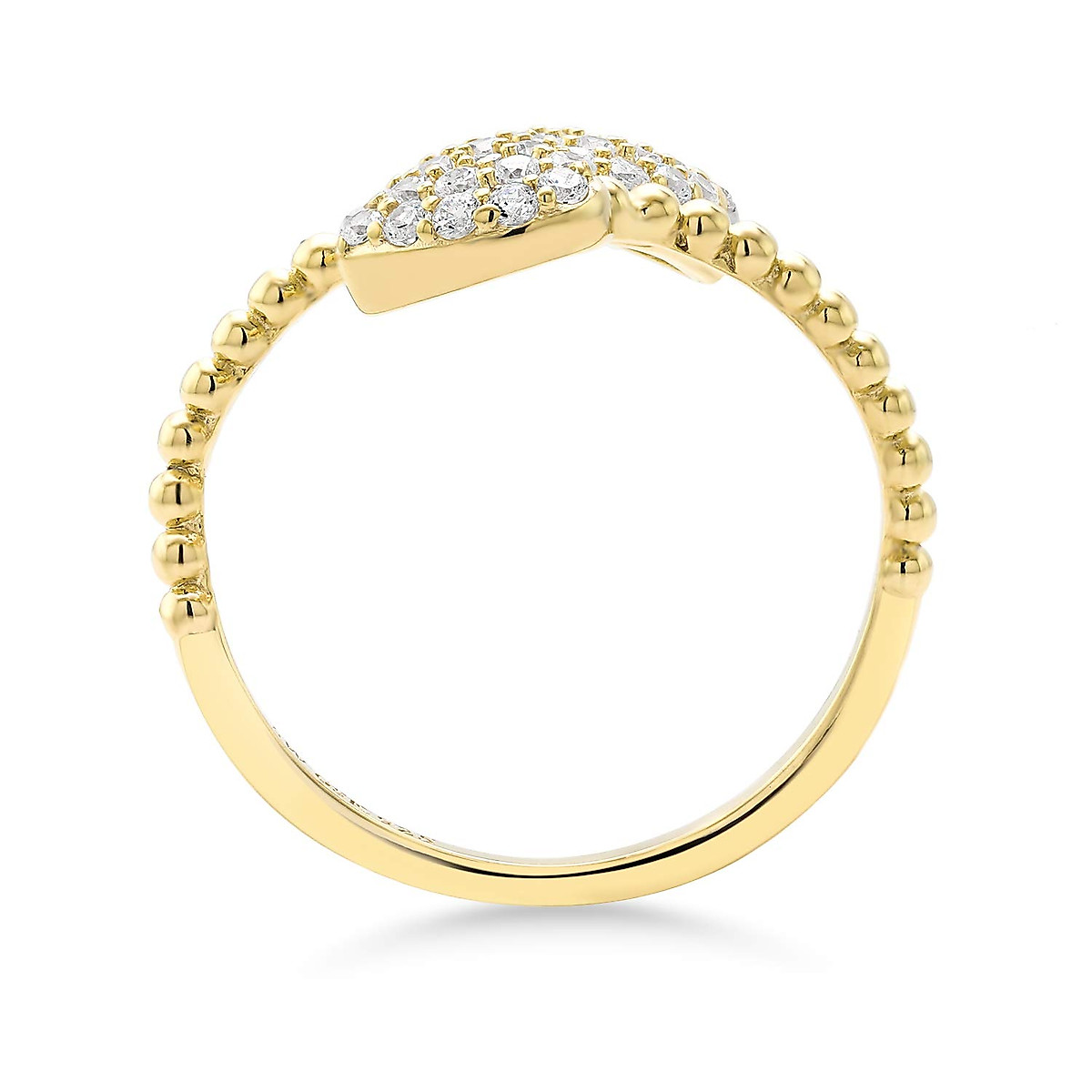 Gem Stone King 18K Yellow Gold Plated Silver Cubic Zirconia Double Love Hearts Open Ring For Women (0.35 Cttw, Available In Size 5, 6, 7, 8, 9)