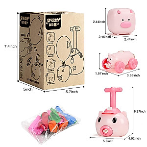 XHSP Balloon Powered Pink Pig Cars - Pink Pig Balloon Cars Toy Set,Balloon Powered Launcher Kids Toys Science Education Toys for Children, Boys Girls, 6+ and Classroom