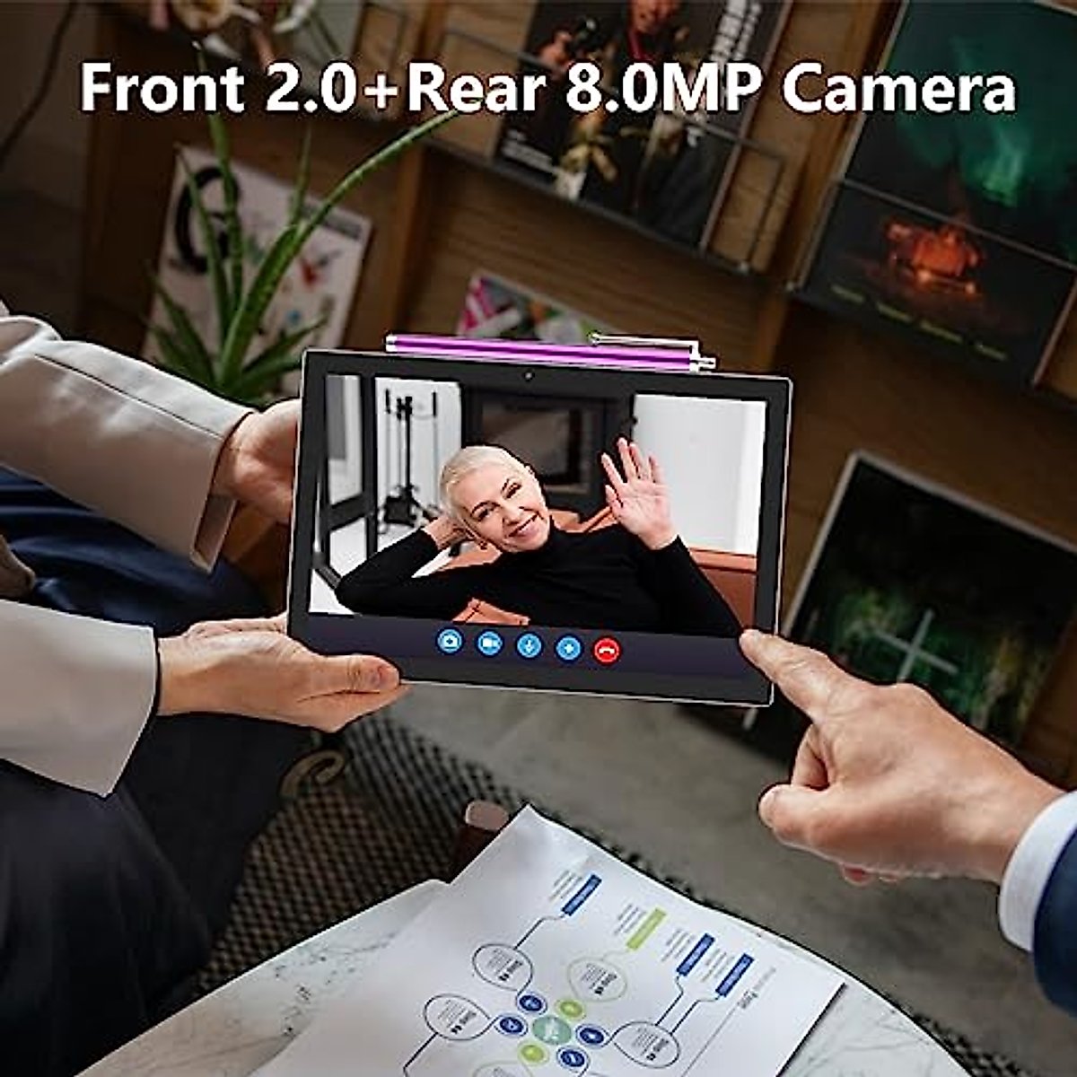 Android 11 Tablet 10.1 Inch Tablets, 2023 Upgraded 2 in 1 Tablet with Keyboard, Include Mouse/Case/Stylus/Tempered Film, 4GB RAM+64GB ROM(Max 512GB), 8MP Camera 6000mAh Battery 10" FHD Android 11 Tab