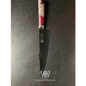 Dalstrong Chef Knife - 9.5 inch - Spartan Ghost Series - Premium American Forged S35VN Powdered Steel - Razor Sharp Kitchen Knife - Chef's Knife - Maple & Red Resin Handle - Sheath