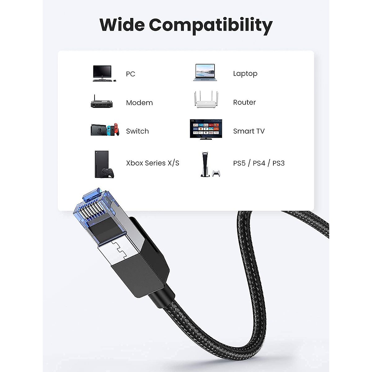 UGREEN Cat 8 Ethernet Cable 40Gbps Bundle with UGREEN USB 3.0 Ethernet Adapter