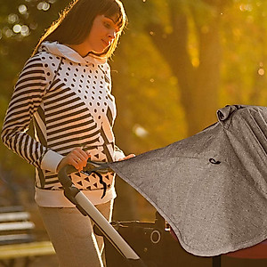 LXLUOO Baby Stroller Sun Cover,Baby Carriage Awning, Pram Sunshade, with Viewing Window for Strollers Pushchairs UV Protection Water Resistant Easy to Install (Gray)