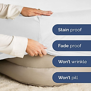 Extra Deep Queen 400 Thread Count Cotton Fitted Sheet - Hotel Luxury Single Fitted Sheet Only - Easily Fits 18" to 24" Mattress - Soft, Wrinkle Free, Breathable and Comfy - Extra Deep Pockets - White