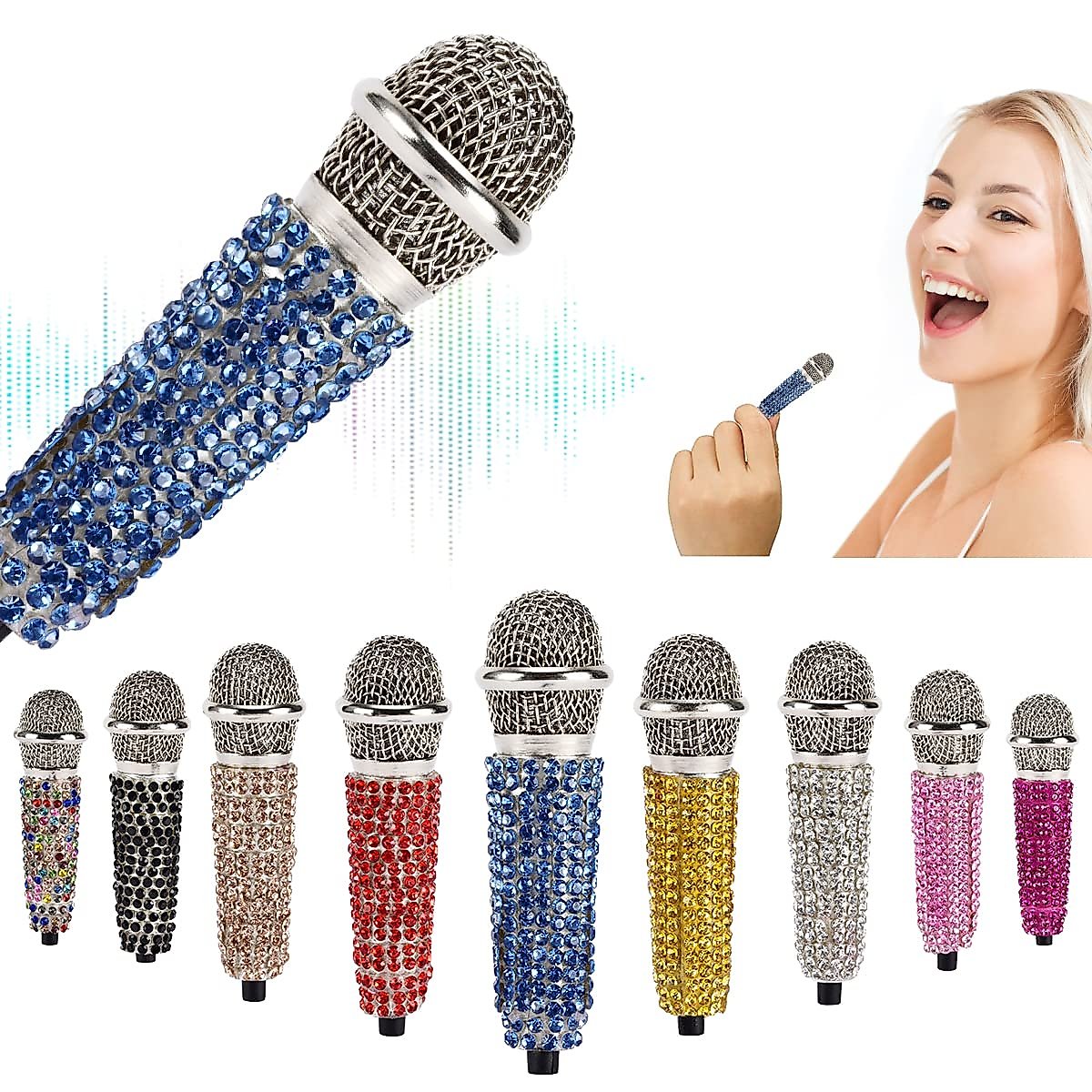 DELADOLA Mini Microphone,Portable Vocal Tiny Microphone, Asmr Microphone,Phone Microphone, Mini Karaoke Microphone for Voice Recording Chatting and Singing On iPhone,Android,Laptop Notebook (Blue)