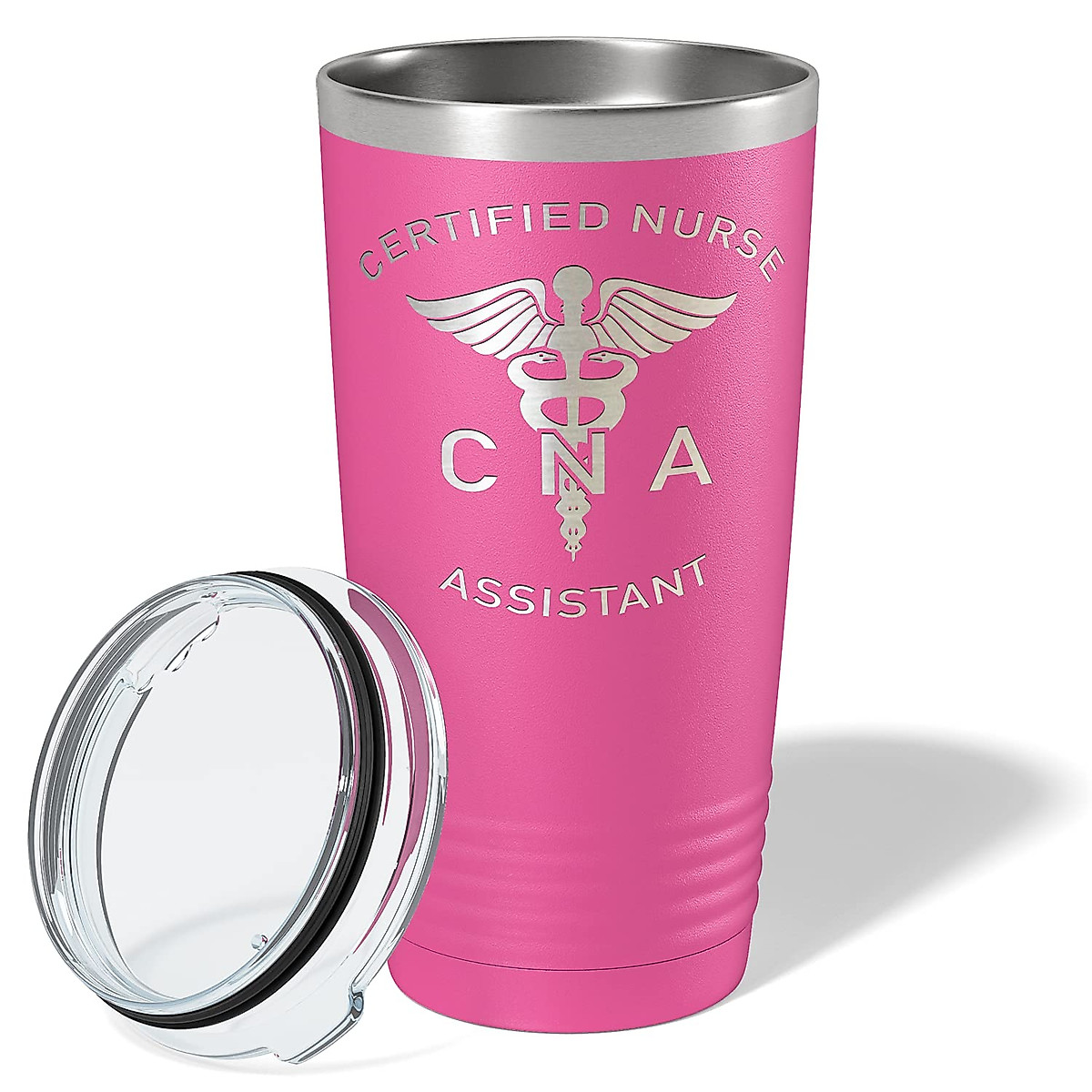 CNA Certified Nurse Assistant Gift on Pink 20 oz Stainless Steel Tumbler with Lid - Insulated Cup - Travel Mug