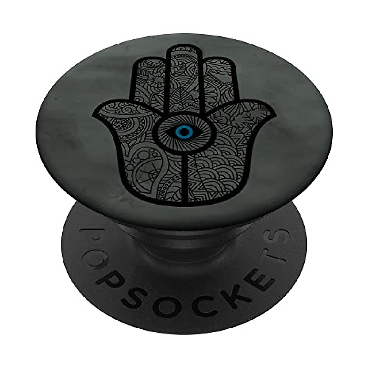 Floral Hand of Hamsa with Eye - Black on Midnight Green PopSockets Swappable PopGrip