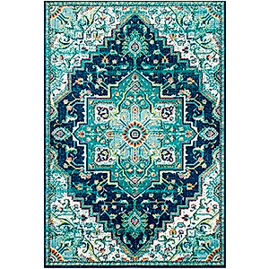 Artistic Weavers Wendy Vintage Medallion Area Rug,6'7" x 9'6",Teal/Dark Blue