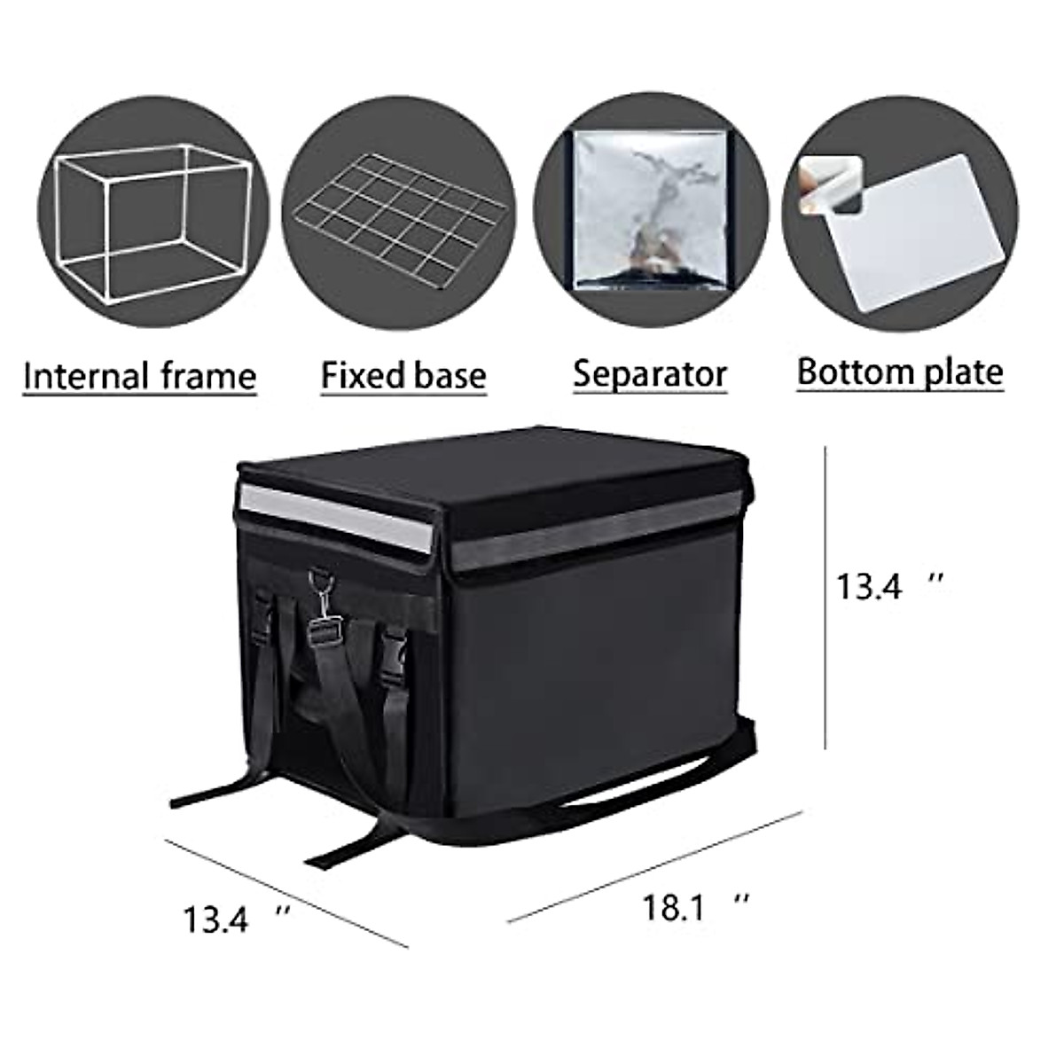 Nesthao Updated Professional Insulated Food Delivery Bag with Support Frame and Plastic Bottom Plate | Ideal for Uber Eats, Catering,Delivery Drivers, Doordash and more