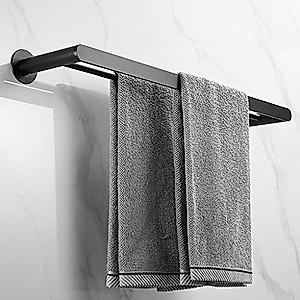 Bath Towel Bar Black 304 Stainless Steel Towel Rack, Towel Bar, Double-bar Toilet Bathroom Nordic Light Luxury Towel Rail Towel Holder (Color : Black 33cm)