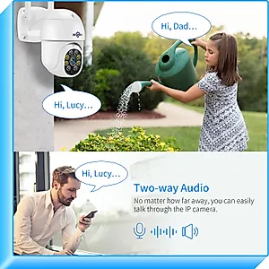 Hiseeu 2K 3MP PTZ Security Camera Outdoor,WiFi Camera, Auto Tracking&Light Alarm Floodlight & Color Night Vision,360° View,Two-Way Audio, Motion Detection,Compatible Wireless Camera System
