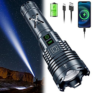 WENOTK Rechargeable Led Flashlights,high Powered Flashlight Super Bright,Handheld Tactical Flashlight with Waterproof, 6 Modes, Zoomable, Powerful Flashlights for Camping Home Emergencies