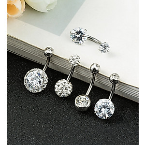 REVOLIA 14G Stainless Steel Belly Button Rings for Women Navel Rings CZ Body Piercing