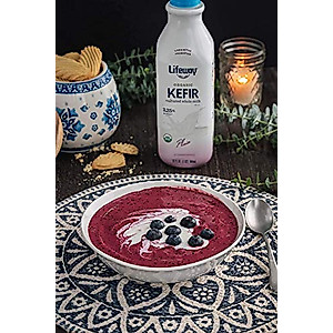 Lifeway Organic Whole Milk Kefir - 10g Protein, 12 Live Active Probiotic Cultures, Up to 99% Lactose Free, Gluten Free - Plain, 32 oz