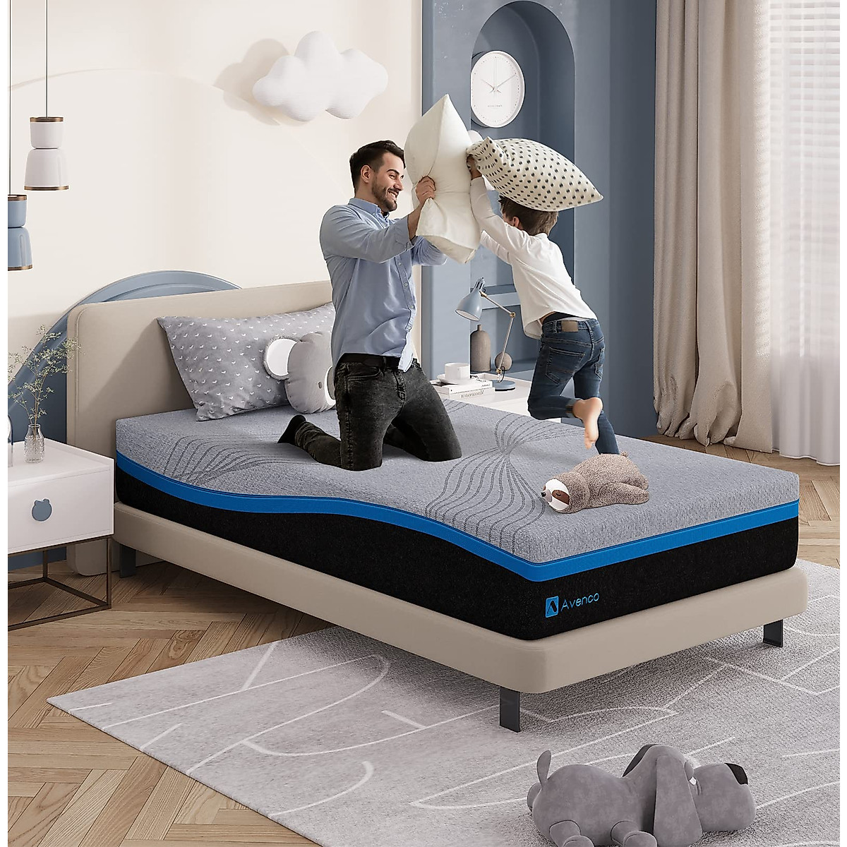 Avenco Twin Mattress, 10 Inch Mattress in a Box Twin Size with Gel Memory Foam & Breathable Cover, Pressure Relieving, Twin Bed Mattress Medium Firm Supportive, CertiPUR-US Certified