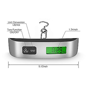 Luggage Scale 50kg/110LB, Kimystam Portable LCD Display Electronic Scale Weight Balance Suitcase Travel Bag Hanging Steelyard Scale Tool with Hook