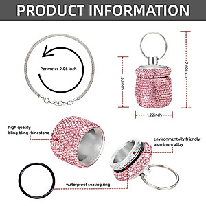 Pill Case for Purse Small Pill Container Keychain Bling Pill Holder with Keychain Travel Pill Organizer Medicine Bottle Organizer for Vitamin Supplement(Pink)