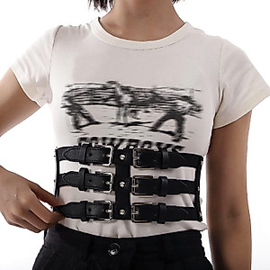 MILAKOO PU Leather High Waist Belt Wide Elastic Stretch Corset Cinch Waistband with Alloy Buckle