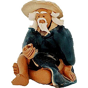 MUD Fisherman Bonsai Figurine | Ceramic | Collectible | Fairy Garden | 1'' x 1.5''