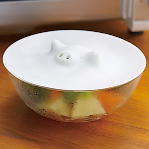 Marna White Piggy Steamer - Multipurpose Lid for Steaming, Covering, and Opening Jars