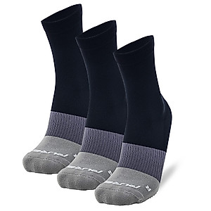Pure Athlete Grip Socks Soccer - Non Slip Black Sticky Gripper Crew Sock for Men (Large, 3 Pairs - Black-Grey)
