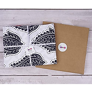 Soimoi 8 Pc Fat Quarter Bundle - Asian Block Print 18"x 22" DIY Patchwork- 100% Cotton Pre-Cut Quilting Fabric (White & Black)
