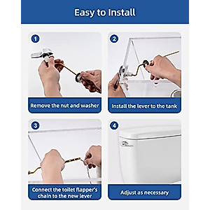 Hibbent Toilet Handle Replacement, Side Mount Tank Flush Lever Handle Compatible with Kohler Toilet Tank, Toilet Trip Lever with Stainless Steel Flapper Chains, Toilet Repair Handle, Chrome