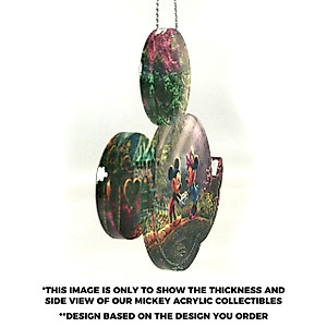 Disney – Mickey and Minnie Mouse - Christmas Lodge – Thomas Kinkade Studios - 4” x 3.5” Mickey Ear Shaped Hanging Acrylic Print – Officially Licensed Collectible